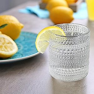 Darware Hobnail Drinking Glasses (12oz, 6pk, Clear); Old-Fashioned Beverage Glasses for Tabletop, and Bar Use and Candle Jars