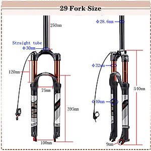 BUCKLOS 26/27.5/29 Travel 120mm MTB Air Suspension Fork, Rebound Adjust 1 1/8 Straight/Tapered Tube QR 9mm Manual/Remote Lockout XC AM Ultralight Mountain Bike Front Forks