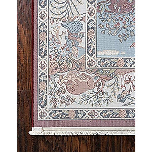 Unique Loom Narenj Collection Classic Traditional Hunting Scene Textured Design Area Rug, Rectangular 5' 0" x 8' 0", Burgundy/Tan