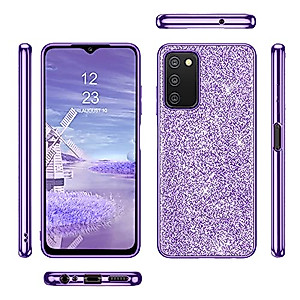 YINLAI for Samsung Galaxy A03s Case,Glitter Bling Sparkly Shiny Slim Women Girls Girly Soft TPU Silicone Hybrid Shockproof Protective Phone Cover for Samsung Galaxy A03s 6.5 inch 2021,Purple