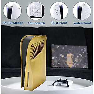 Electroplating Disc Edition Face Plates with Cooling Vents Cover Skins Shell Panels for PS5 Console, Playstation 5 Accessories Faceplate Protective Shell Replacement Plate (Electroplating Gold)