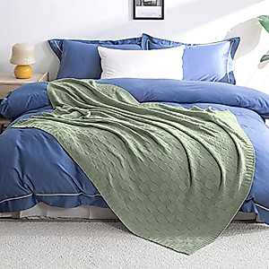 MILVOWOC Sage Knitted Throw Blanket Soft Checkered Throw Blanket Cozy Cable Knit Throw Blanket Woven Decorative Throw Blankets 50x60 Throw Blanket for Sofa Couch Bed Living Room