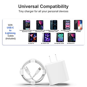 Phone Charger, 2 Pack 20W PD USB C Wall Fast Charger Adapter with 2 Pack 6FT Type C to Ligh.tning Cable Compatible for Phone 14 13 12 11 Pro Max XR XS X,i.Pad (Pink+Purple)