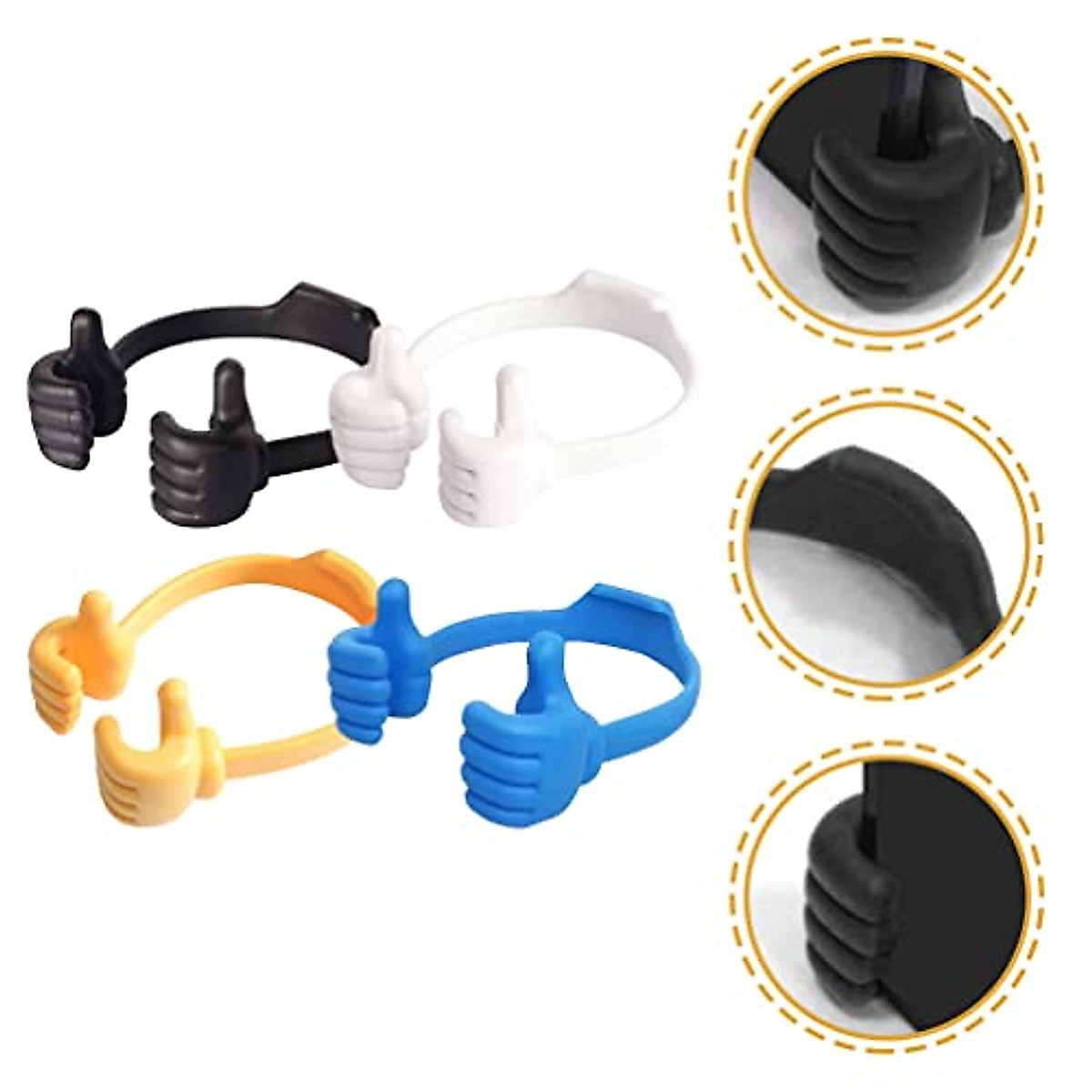 SAFIGLE 4Pcs Lazy Thumbs Up Cell Phone Holder for Desk, Creative Flexible Cell Phone Stands Lazy Phones Stand with Hand Holder Desk, Cellphone Thumb Holder Multi-Angle Phone Holder