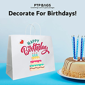 PTP BAGS Natural 16" x 6" x 12.5" Tote Bags [Pack of 250] Recyclable Kraft Paper Gift Bags