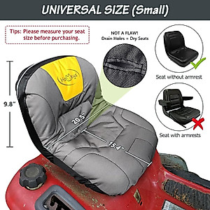 HOMEYA Riding Lawn Mower Seat Cover, Heavy Duty 600D Oxford Waterproof Tractor Seat Cover with Padding & Back Pockets, for 9.8 Inches High Seats, Fits Husqvarna Cub Cadet Seat Without Armrests