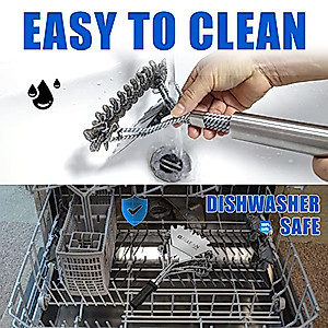 BBQ Grill Brush Bristle Free for Outdoor Grill, Grill Accessories with Replaceable Grill Brush Head, TH-2218 Grate Cleaner,BBQ Cleaning Brush,Grill Brush Set, Bristle Free Grill Brush and Scraper