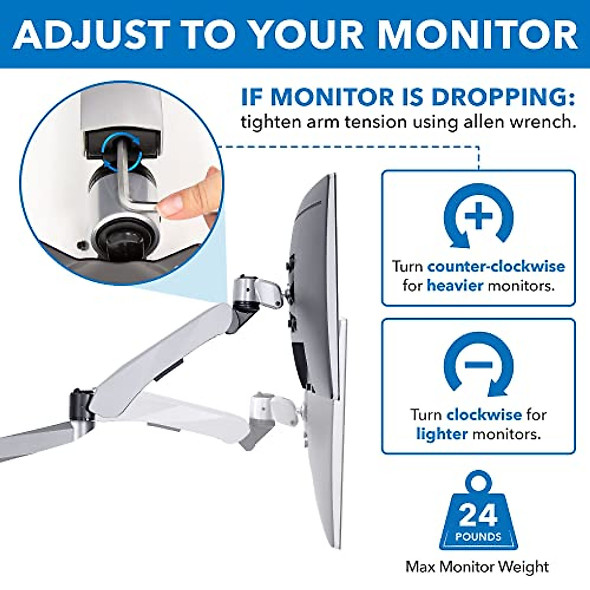 Mount-It! Quad Monitor Desk Mount With Full Motion Height Adjustable Arms | Premium Modular Computer Screen Mount With VESA 75x75, 100x100 mm Pattern | Clamp Base, Silver