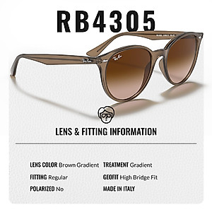 Ray-Ban RB4305 Phantos Shape Sunglasses With Eyewear Kit Bundle - High Bridge Fit - Ideal Formal and Casual Wear Retro Sunglasses