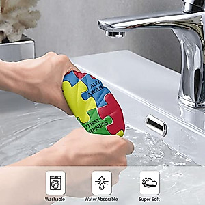 Colorful Heart Handprint Pizzle Be Kind Autism Awareness Hand Towels Microfiber Wash Cloth Facial Cleansing Face Cloth Super Absorbent Quick Dry Soft Durable Towel for Women Men 12x27.5in