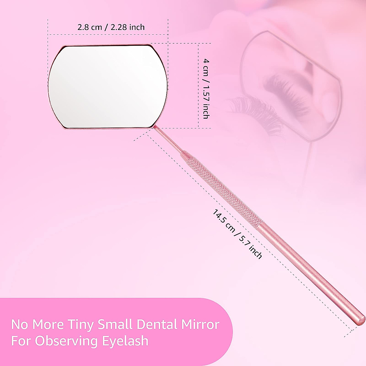 Embagol Lash Mirror Extra Large Makeup Mirror for Eyelash Extensions Detachable Stainless Steel Square Round Lash Extension Accessories(Pink)