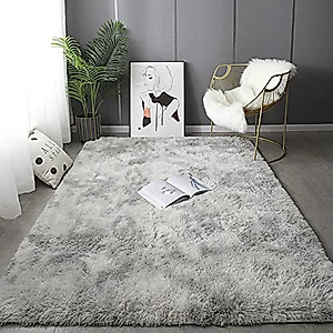 Soft Fluffy Area Rug,Super Cozy Plush Shaggy Rug for Living Room Bedroom Home Decor, Fuzzy Carpet for Kids Girls Nursery Dorm (Grey, 5.3x7.5 Feet)