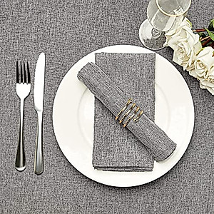 Mebakuk Rectangle Tablecloth and Cloth Napkins Set of 12, Anti-Shrink Soft and Wrinkle Resistant Decorative Fabric for Wedding Party Restaurant Dinner Parties (60 x 84 Inch - Dark Grey)