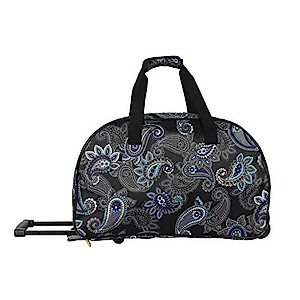 LUCAS Designer Carry On Luggage Collection - Lightweight Pattern 22 Inch Duffel Bag- Weekender Overnight Business Travel Suitcase with 2- Rolling Spinner Wheels (Paisley Peacock)