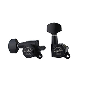 Guyker Guitar Locking Tuners (3L + 3R Handed) - 1:18 Lock String Tuning Key Pegs Machine Head with Hexagonal Handle Replacement for ST TL SG LP Style Electric, Folk or Acoustic Guitars - Black
