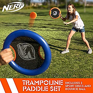 NERF Trampoline Paddle Ball and Flying Disc Set, Indoor Outdoor Game for Two