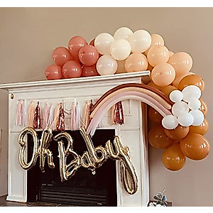 Boho Balloons Pink Blush Balloons, 62Pcs 12Inch Blush Pink Brown White Balloons For Girls Baby Shower Garden Tea Party Bachelorette Birthday Wedding Decorations