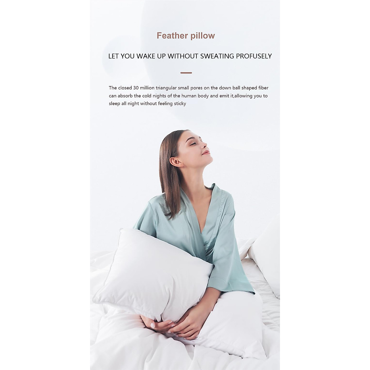 Luxury Sleep Goose Down Feather Pillow, Five-Star Hotel Goose Down Pillow, Cotton Neck Protection and Sleep aid Pillow core, 95% Goose Down content, 1 Pack