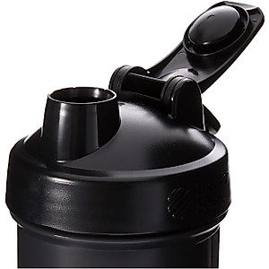 BlenderBottle Shaker Bottle with Pill Organizer and Storage for Protein Powder, ProStak System, 22-Ounce, Black