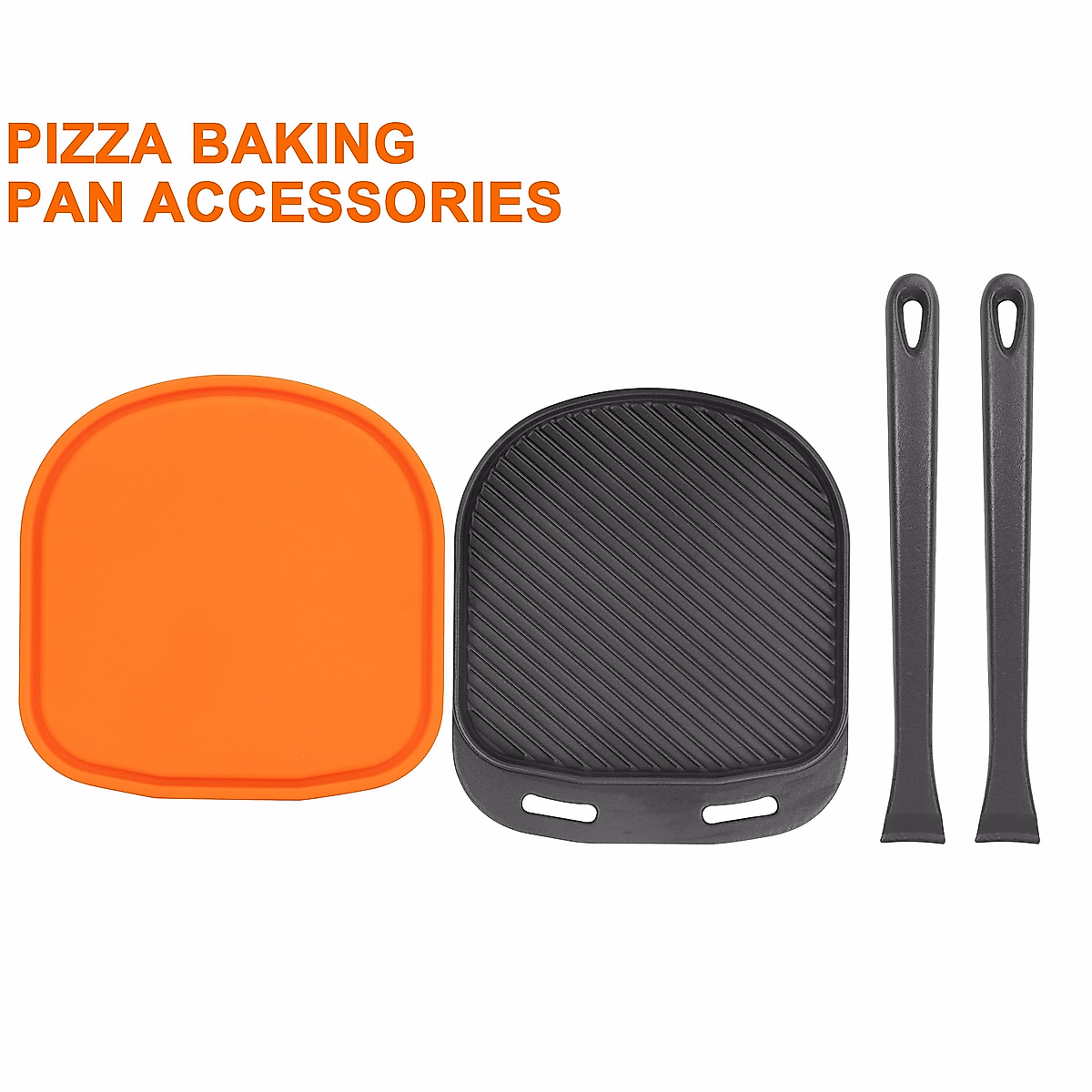 MixRBBQ Cast Iron Skillet Pan - Grizzler Pan with Silicone Mat and 2 Lifting Handle, Pizza Oven Pan for Ooni, Mimiuo Pizza Oven Accessories, BBQ Grilling, Camping Cookware