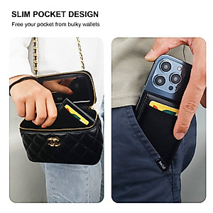 KIHUWEY for MagSafe Wallet Card Holder with Magnetic, Mag Safe Leather Detachable Kickstand RFID Wallet for iPhone 16/15/14/13/12 Pro Max Plus Not for iPhone 13/12 Mini (Black)