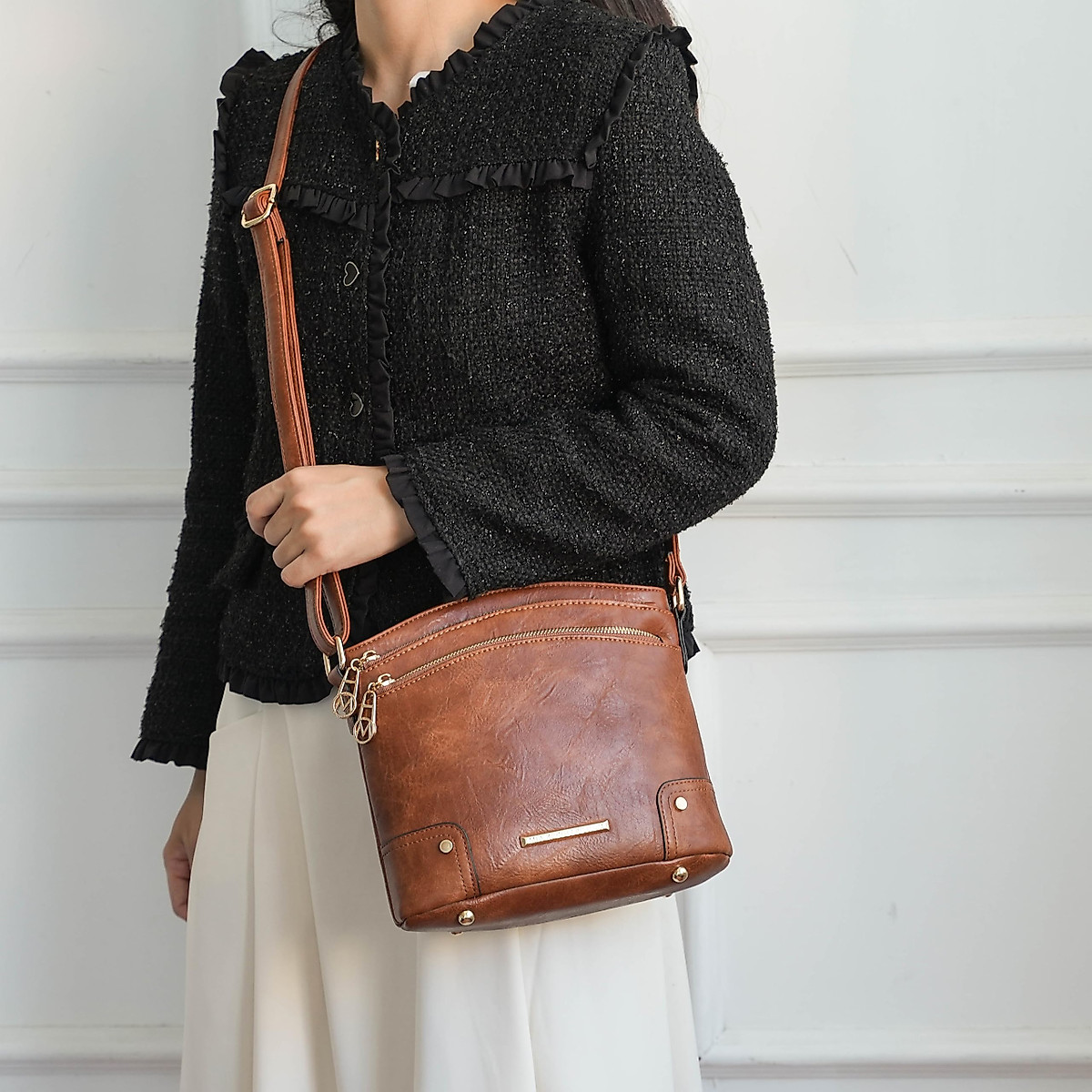 MKF Collection Crossbody Bag for Women, Designer Crossover Lady Shoulderbag Messenger