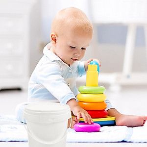 Cabilock 2pcs L Toy Portable Handle Heavy Food Grade Household Kids Tub Ice Treasure Duty Container Buckets Cream with Pail Kitchen Lid Bucket Storage All White Plastic Barrel Toys Bucke