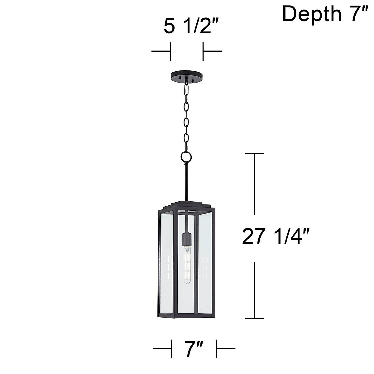 John Timberland Titan Modern Outdoor Hanging Ceiling Light Fixture Mystic Black 27 1/4" Clear Glass Panel for Exterior Barn Deck House Porch Yard Patio Outside Garage Front Door Garden Home Roof