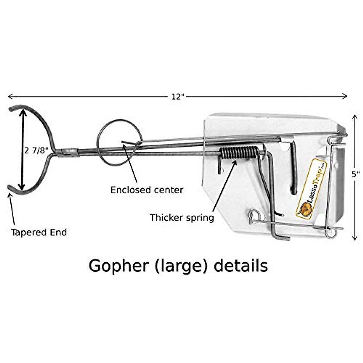 LASSO TRAP Gopher (Large) Trap (Pack of 2) Galvanized and Oil-Hardened Steel Lasso Trap/Super Cost Effective Reusable & Durable Animal Trap Best in The Lawn, Yard, Garden, Farm, & All Outdoor Setting