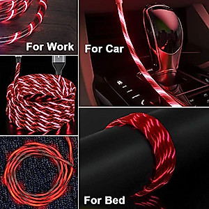 Oliomp USB C Cable, Type C Charging Cable Fast Charge, Lighted Up LED Cable, USB Type C Cable Compatible with Samsung Galaxy S21 Ultra S21 S20 S10 S9 S8 Plus Note 20 10 9 Pixel (6ft, Red)