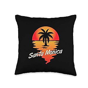 Santa Monica USA California Gift Santa Monica USA California Travel Vacation Souvenir Beach Throw Pillow, 16x16, Multicolor