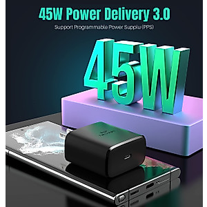 USB C Charger Block 45W PD Super Fast Charger Type C Plug Wall Adapter Quick Charging for Samsung Galaxy S24/S24 Ultra/S23/S23 Plus/S22/S21/iPhone 14/15/ iPad/iPad Pro/Tablet/Watch-1Pack