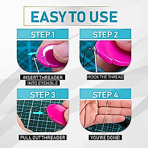 Hula Home Needle Threaders (50 Pieces), Fits All Needle Sizes, Simple Wire Loop Tool DIY Threader for Hand or Machine Sewing & Crafting with Case, 5 Colors