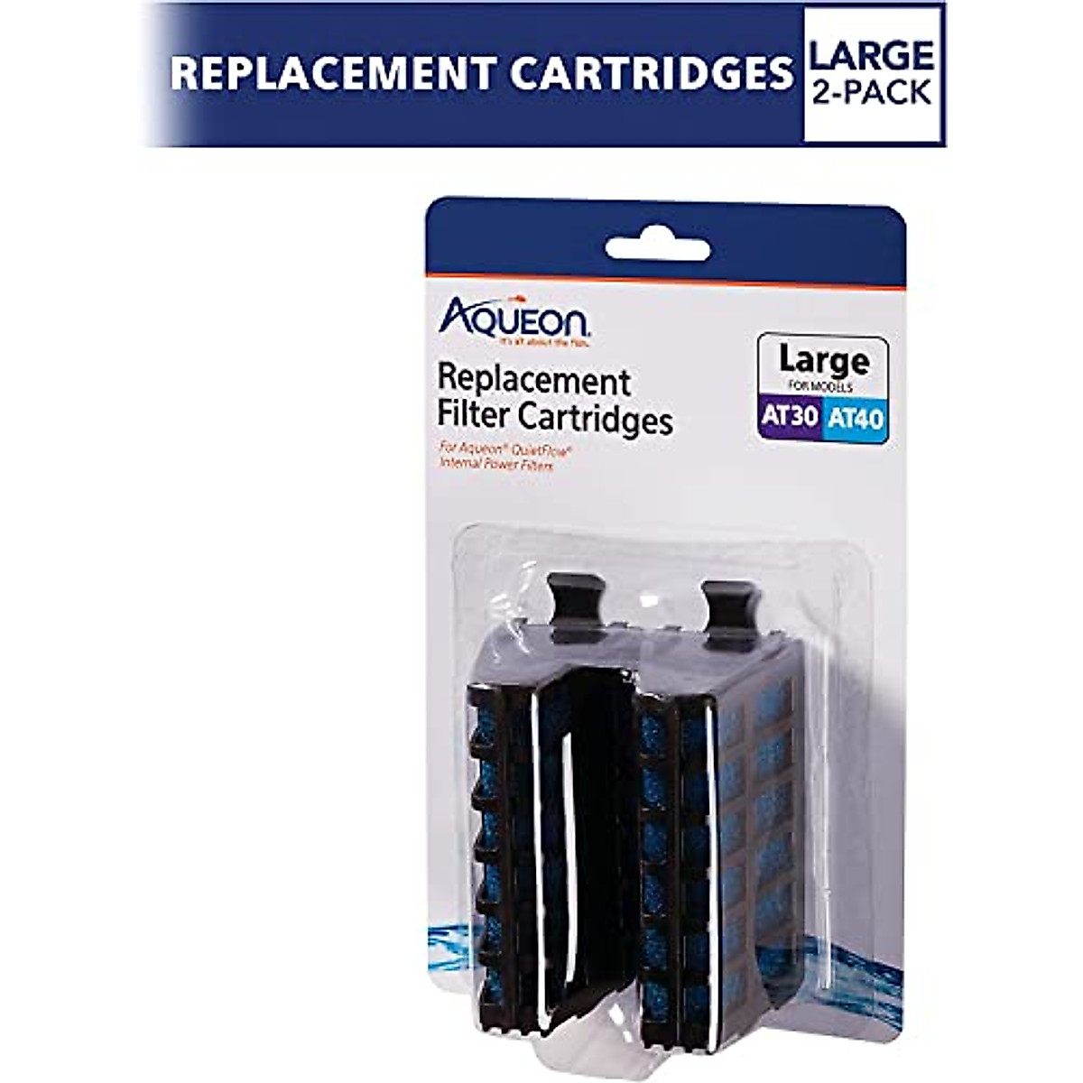 Aqueon 6 Count Replacement Internal Filter Cartridges, Large, for QuietFlow Internal Filter AT30 and AT40