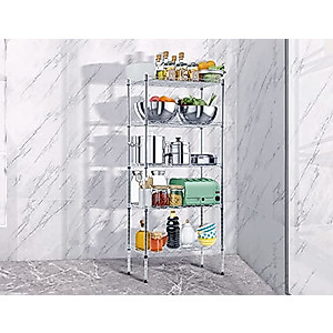 Metal Shelving, 5 Tier Wire Shelving Unit, Adjustable Strong Steel Storage Shelf, Metal Shelves, Kitchen Storage Rack, Pantry Standing Shelves for Laundry Storage 750Lbs Capacity,22" L x 12" W x 48" H