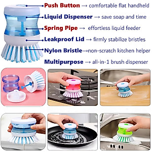 Cleaning Brush Magic Eraser Sponge - Refills Soap Dispenser Non-Scratch Dishwand Scrubber Sets,Dish Cast Iron Scrub Scouring Pads Cleaner for Household Kitchen Bathroom Sink(Grey)