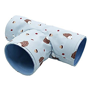 Handmade Small Animal 3-Way Hideout Tunnel Collapsible Pet Play Toy Tunnel Tube for Dwarf Rabbit Hamster Guinea Pig Chinchilla Sugar Glider Hedgehog (Blue)