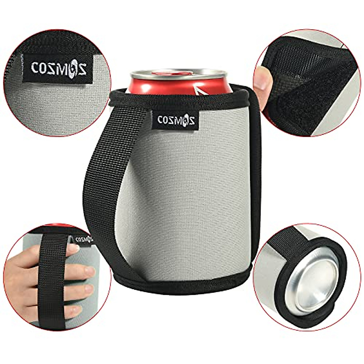 Cosmos Pack of 3 Soft Neoprene Can Cooler Sleeve Insulator Can Cover Insulated Can Sleeves with Handle for Standard 12 Fluid Ounce Drink & Beer Cans