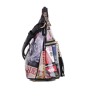 SG SUGU Glossy Magazine Cover Lightweight Medium Dome Crossbody Bag Michelle Obama Purse | Black