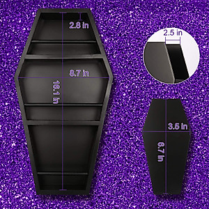 nanayo Makeup Coffin Shelf And Brush Holder – 3 Shelf Makeup Holder for Gothic Decor – Free Standing or Wall Hanging Organizer Spooky Coffin Decor for Bedroom or Bathroom