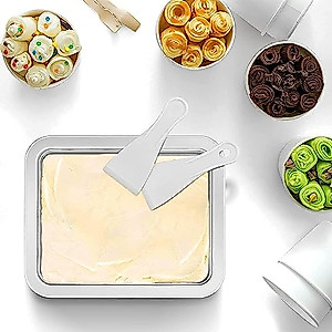 Roller Ice Cream Maker - Stainless Steel - 10 * 8 inch Family Large Size, DIY Soft Serve Machine for Homemade Ice Cream, Frozen Yogurt, Rolled Ice Cream