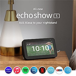 Certified Refurbished Echo Show 5 (2nd Gen, 2021 release) | Smart display with Alexa and 2 MP camera | Charcoal