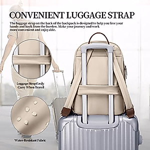 GOLF SUPAGS Laptop Backpack for Women Slim Computer Bag Work Travel College Backpack Purse Fits 14 Inch Notebook (Apricot)