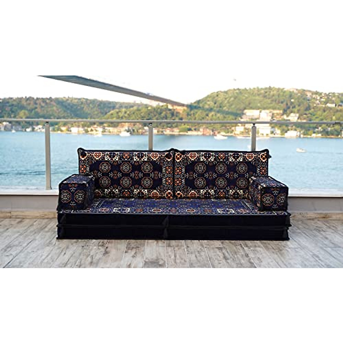 Navy Blue Arabic Sofa Floor Seating Set, Sofa Bed, Pallet Sofa, Floor Cushions, Sectional Sofa, Arabic Majilis, Ottoman Couch, Arabic Jalsa (8'' Thickness Sofa)