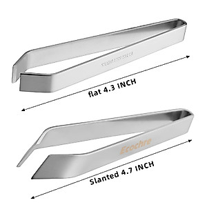 Ecochre 2 Pieces Fish Bone Tweezers, Stainless Steel Flat and Slant Tweezers Pliers Remover Tool for Debone Salmon Bass Meat Hair