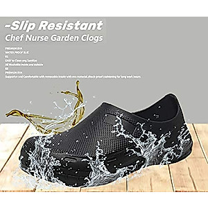 AW ANY WELL Unisex Chef Shoes Professional Oil Water Resistant Nursing Non-Slip Black White Waterproof Safety Working Shoes for Kitchen Garden Bathroom Construction Medical Shoes