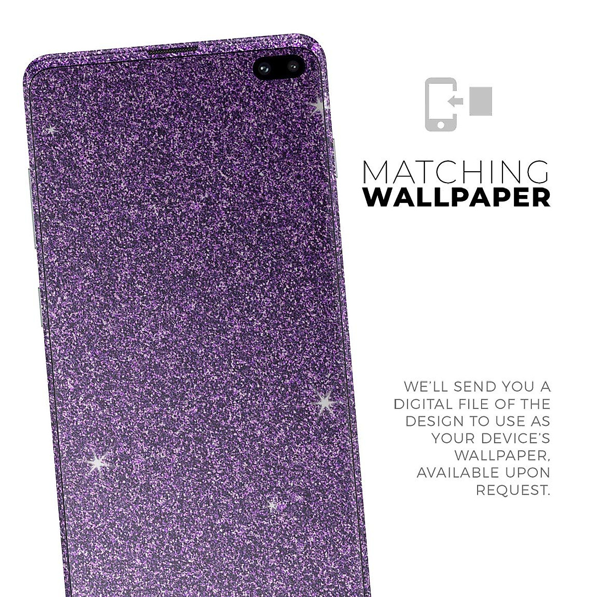 DesignSkinz Sparkling Purple Ultra Metallic Glitter Protective Vinyl Decal Wrap Skin Cover Compatible with The Samsung Galaxy S20 (Screen Trim & Back Glass Skin)