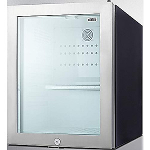 Summit Appliance MB13GST Compact Minibar with Glass Door, Seamless Stainless Steel Trim, Digital Controls, Automatic Defrost, Interior LED Light, Front Lock and Black Cabinet