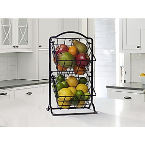 Gourmet Basics by Mikasa General Store 2 Tier Hanging Basket, Antique Black, 5217596