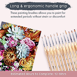 Pink Picasso Kits Curated Paint Brush Set | Paint by Numbers for Adults and Kids Art Canvas Professional Acrylic Painting Brush Kit | Includes (15 PCS) Different Sizes Detail Paint Brushes with Case